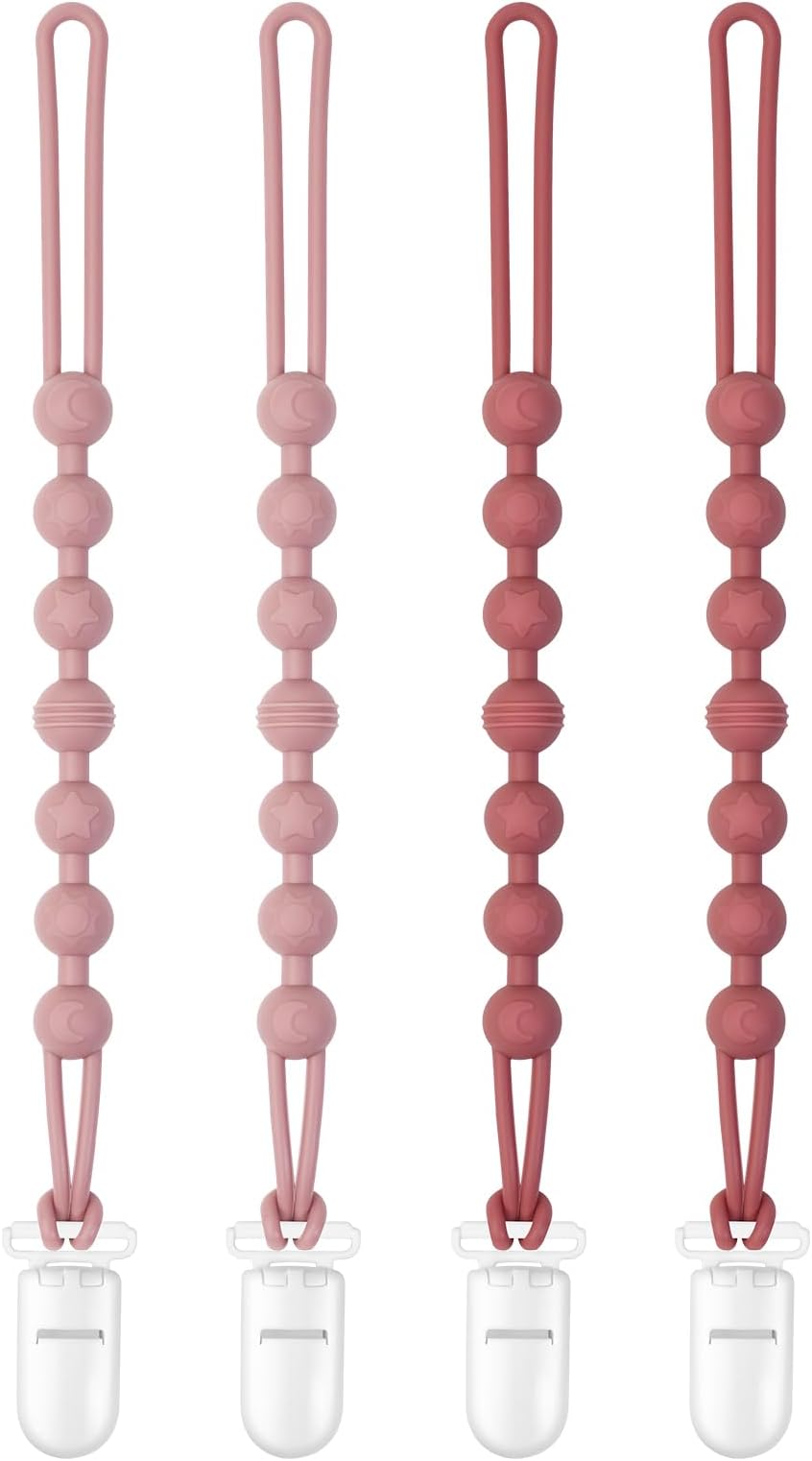 Amazon.com : Pacifier Clips Baby Girls: One-Piece Baby Pacifier Clip ...