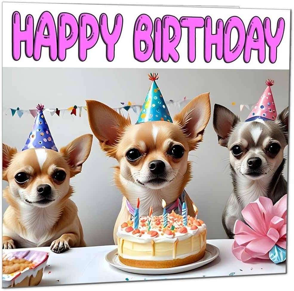 Chihuahua Birthday Card - Cute Dogs Birthday Card - 145 x 145mm ...
