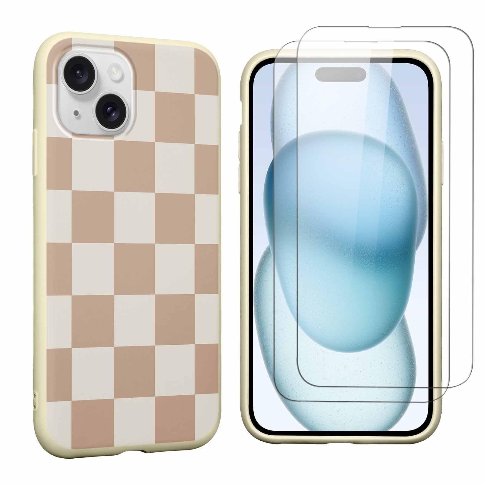 Amazon.com: lioscre Checkered Phone Case for iPhone 15 6.1" Case with 2 ...