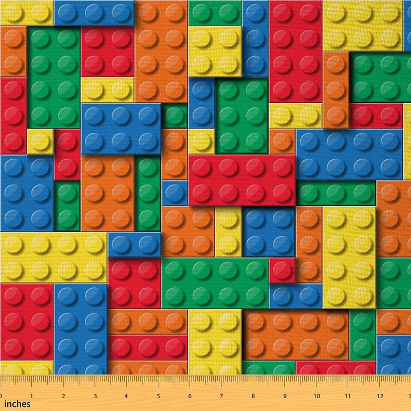 Amazon.com: Feelyou Building Blocks Fabric by The Yard, Geometric ...