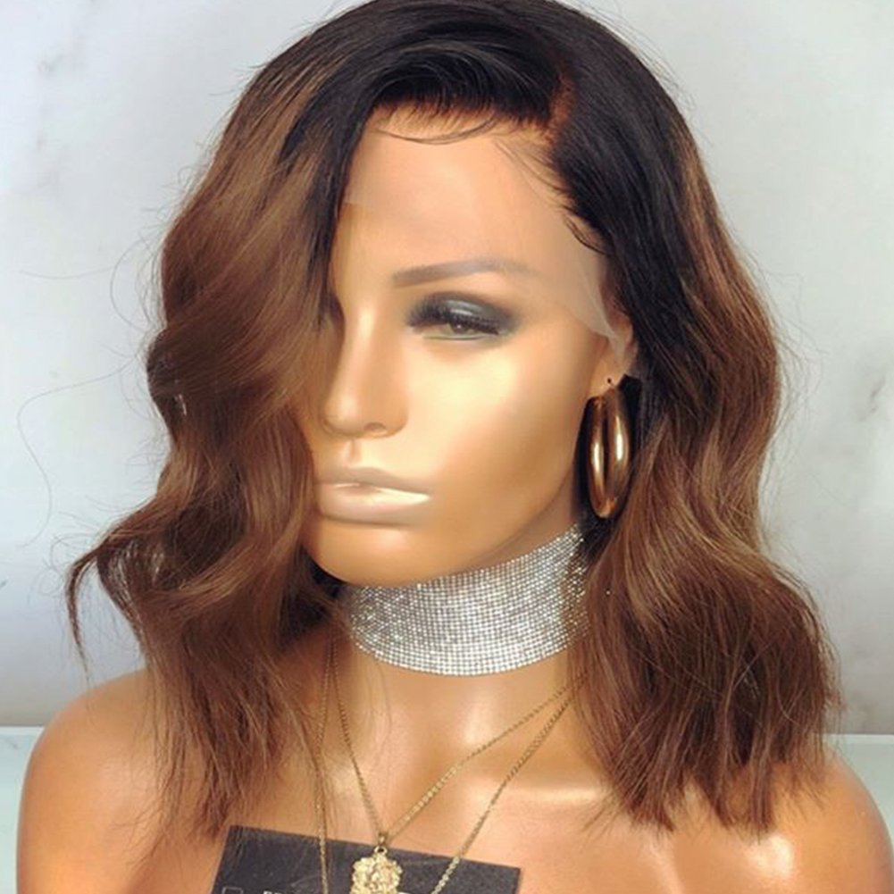 Amazon.com : Wowsexy Hair Ombre 1B/30 Wavy Short Bob Lace Front Human ...