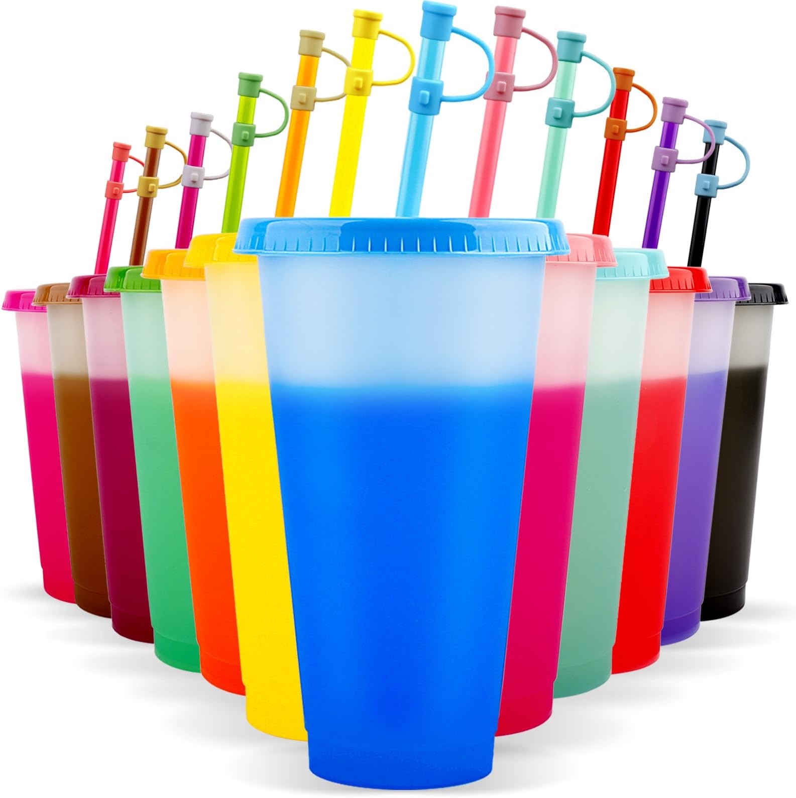 Amazon.com | EASEVE Color Changing Cups with Lids and Straws - 12 Packs ...
