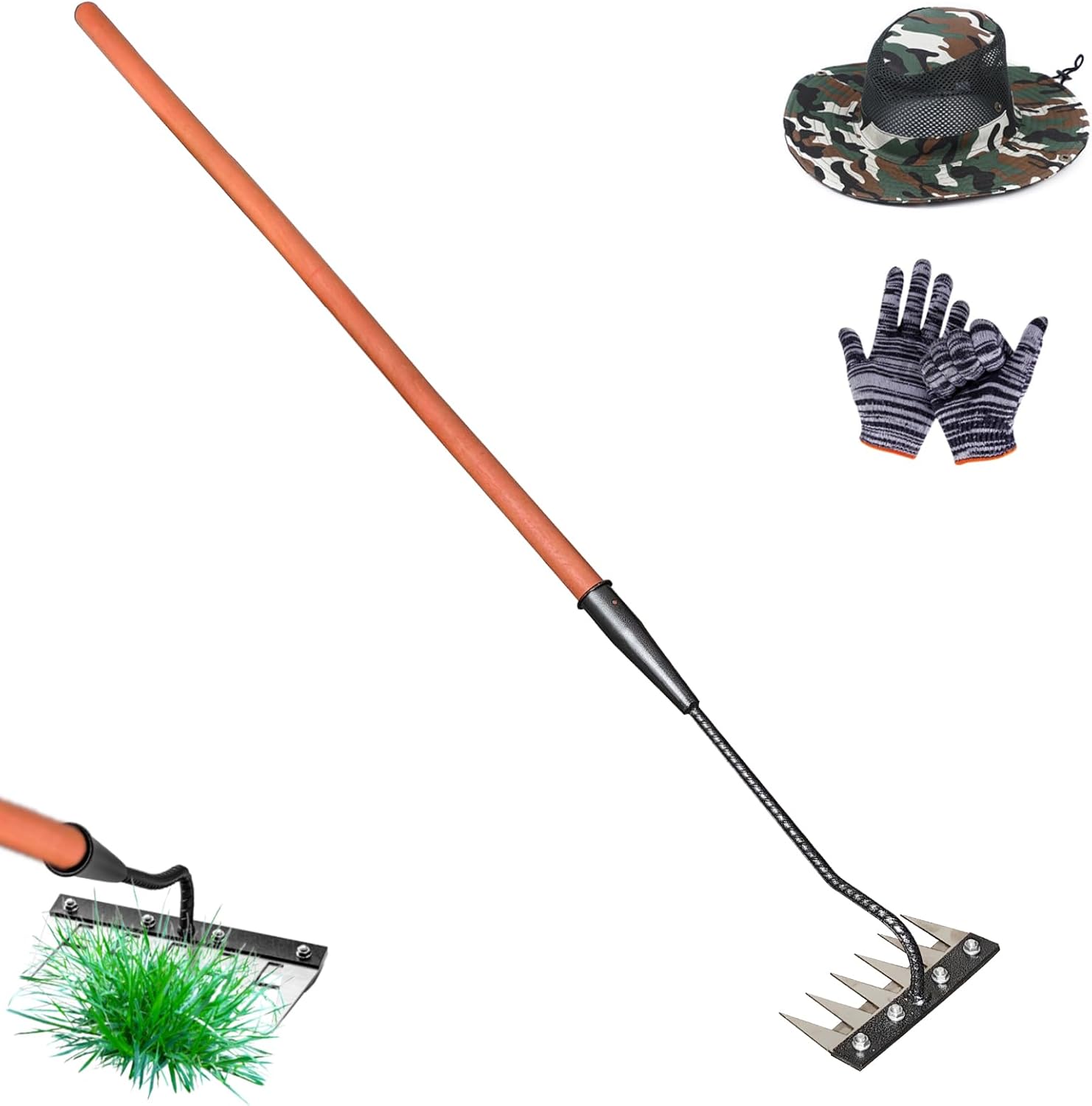 Amazon.com : Gardenia Iron Weeding Rake,5/6/7/8 Tooth Carbon Steel ...