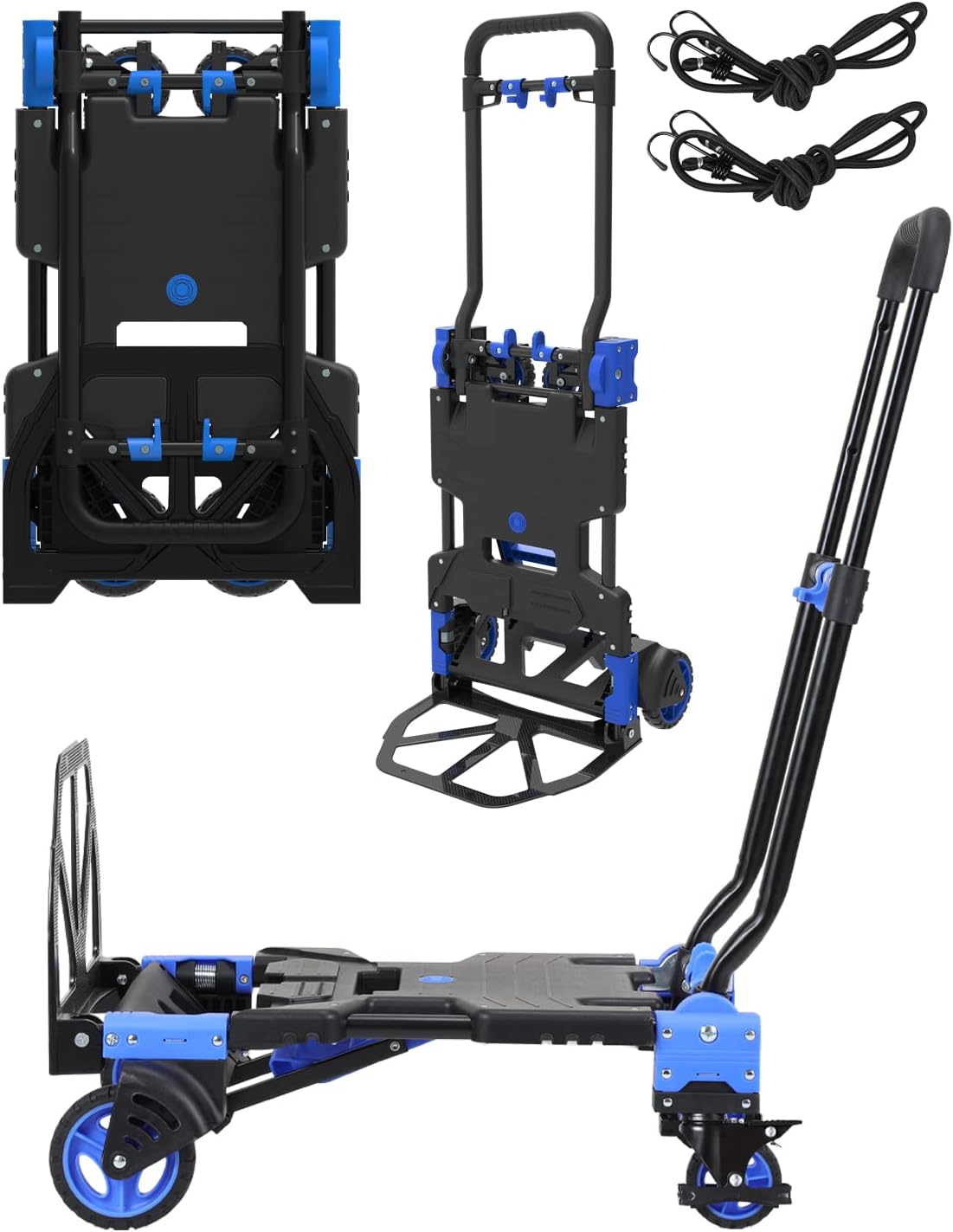 Aukivon Hand Truck, 2 in 1 Folding Dolly Cart with Retractable Handle ...