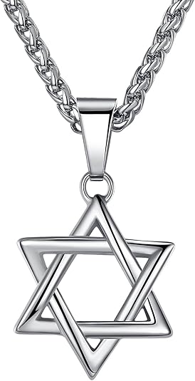 Stainless Steel Star of David Pendant Necklace, Unisex, 24" Link Chain ...