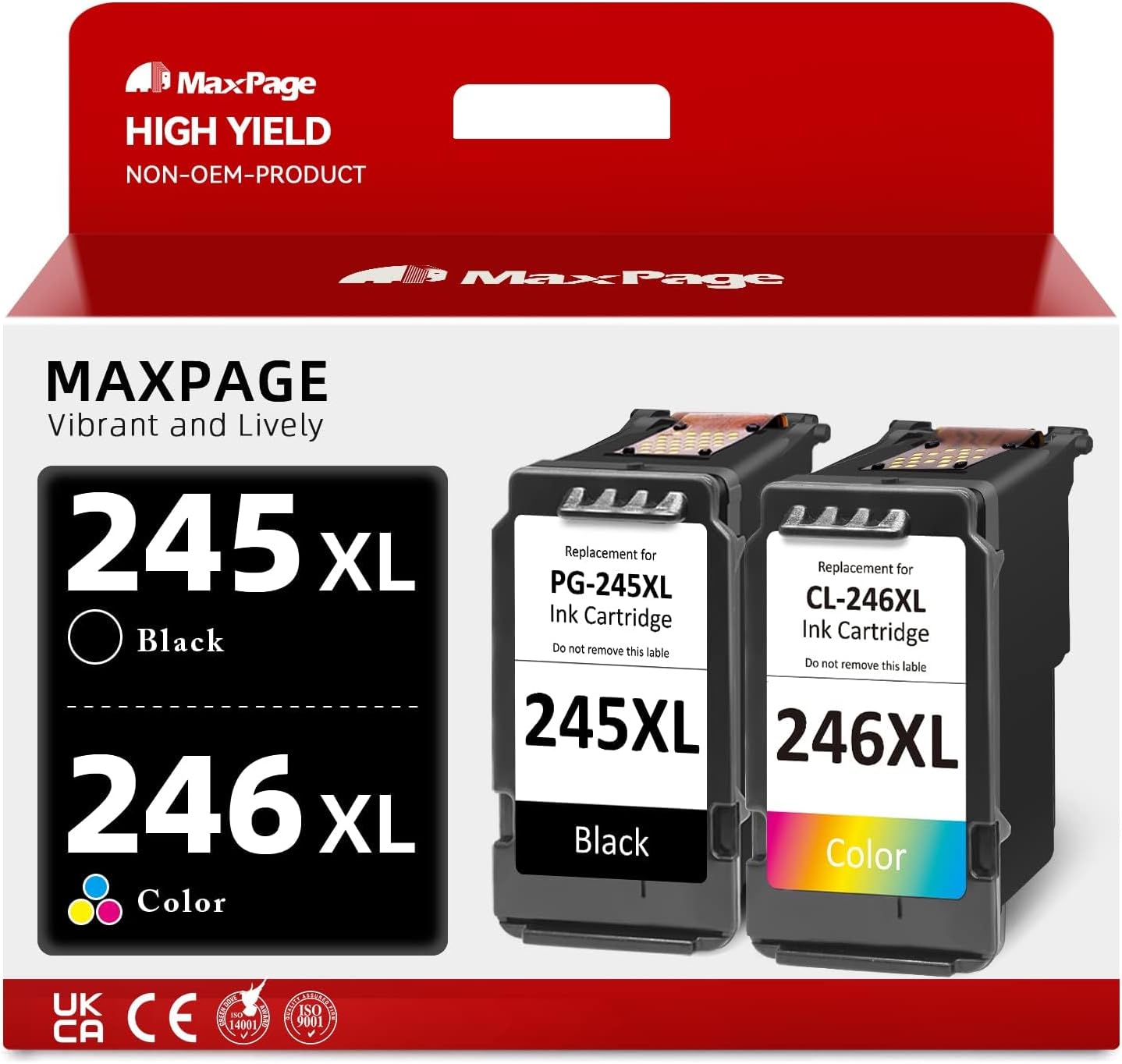 MaxPage Encre for Canon 245 246 XL Ink Cartridge Combo Pack