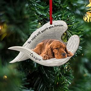 Amazon.com: Personalized Cocker Spaniel Dog Memorial Flat 2D Ornament ...