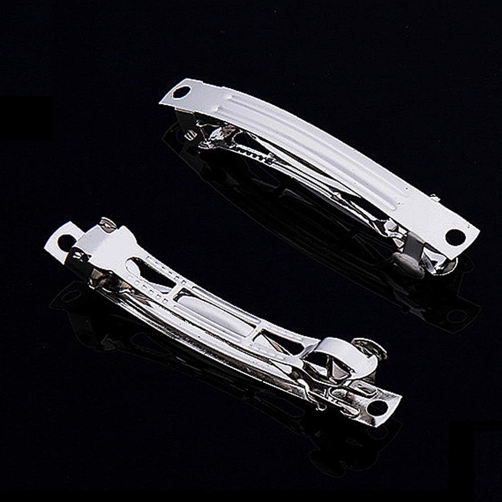 Amazon.com : LEFV French Barrette Hair Clips - 2 1/4 Inch Metal Silver ...