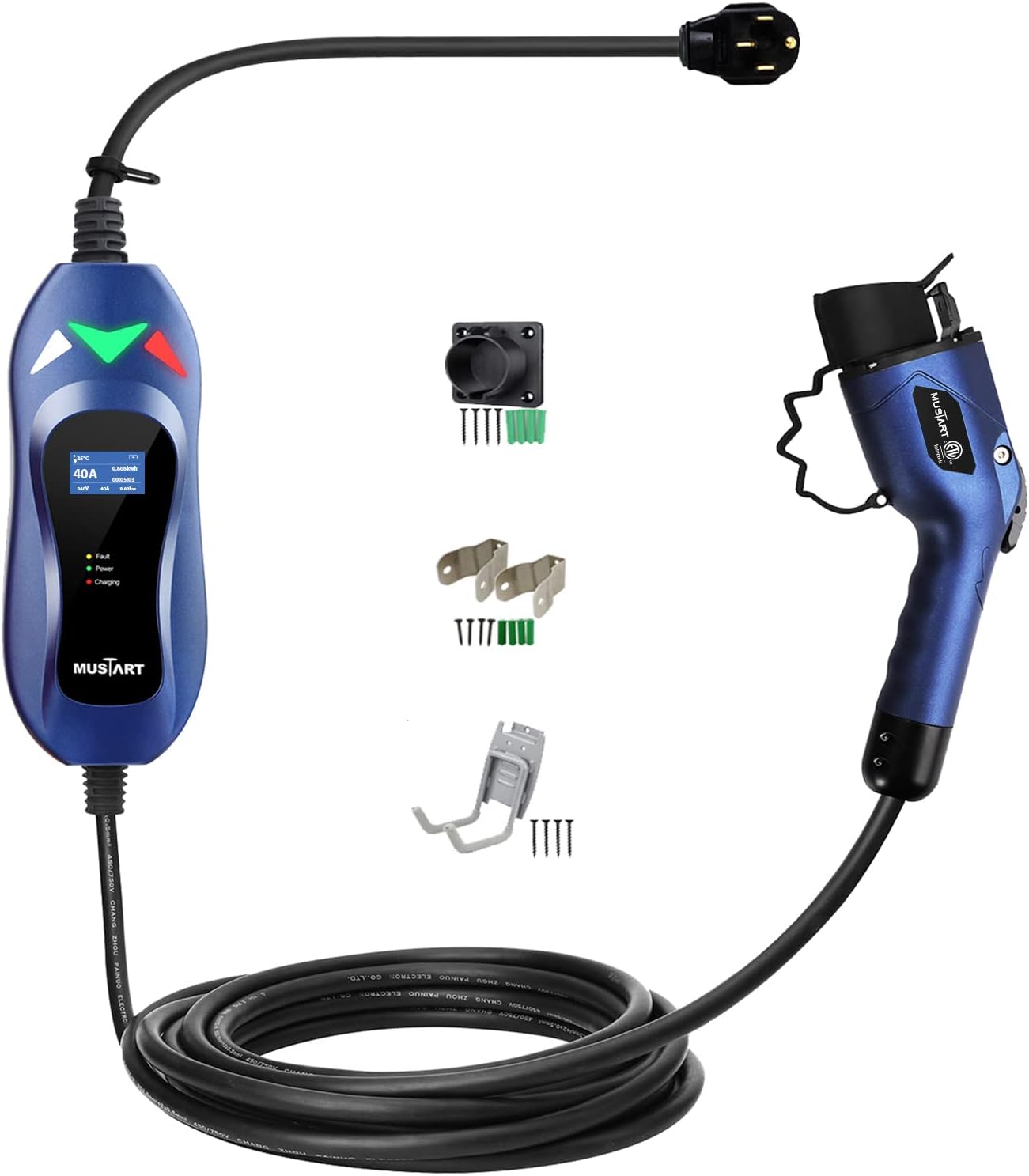 Amazon.com: MUSTART 40A Level 2 EV Charger, 240V NEMA14-50 Plug with 25 Feet Cable for J1772 EVs ...