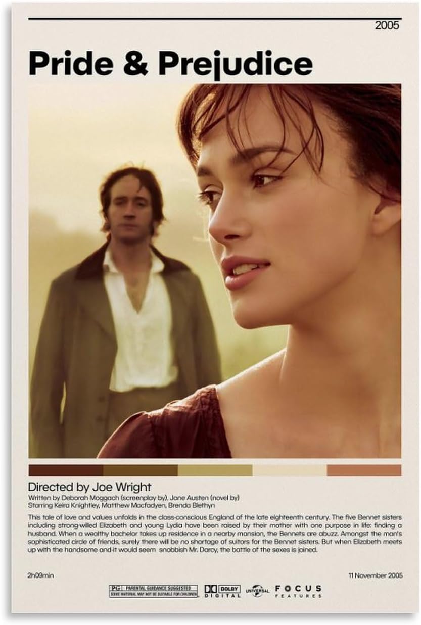 Amazon.com: VALKEM Pride and Prejudice Minimalist Movie Poster Vintage ...