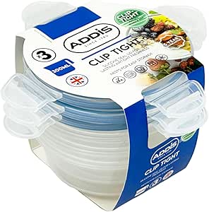 Addis Clip Tight Food Storage Containers 300ml Round Pack of 3 airtight ...