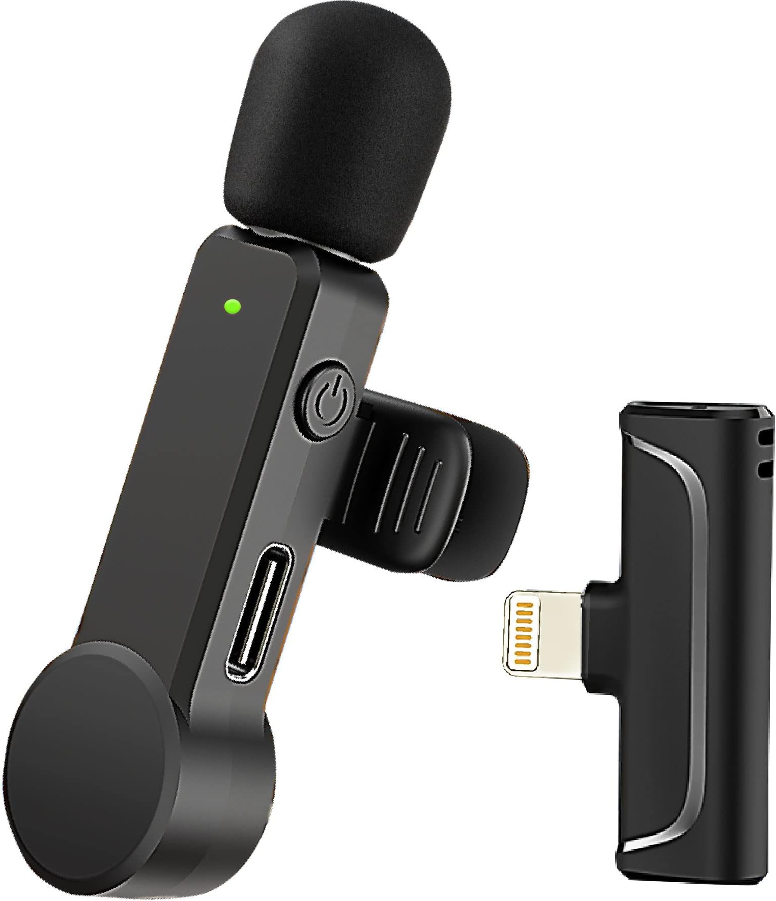 EZColoris Wireless Microphone for iPhone iPad Lav Mic 10H Battery Lapel ...