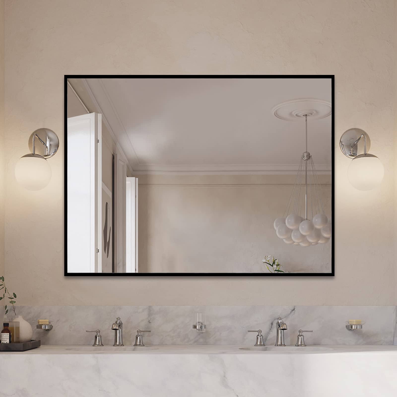 CTBRT 30x40 Wall Mirror for Bathroom Vanity Mirror Black Frame Mirror ...