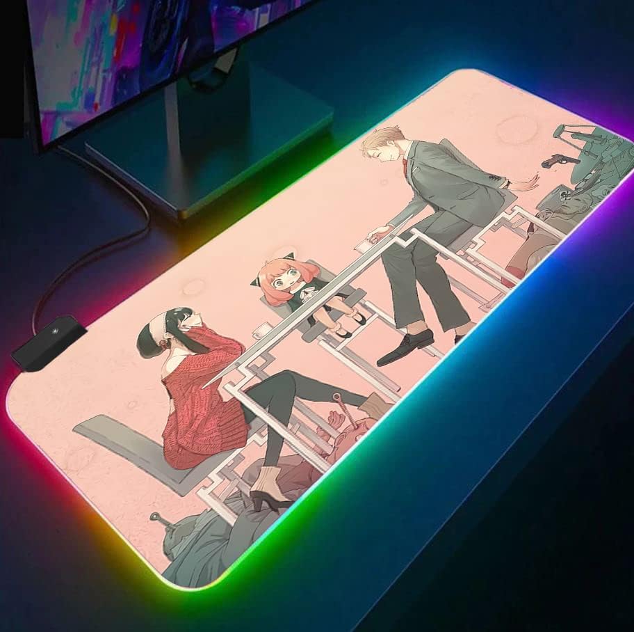 Amazon.com: Spy Family RGB Anime Mouse Pad Large | 14 Light Mode LED ...