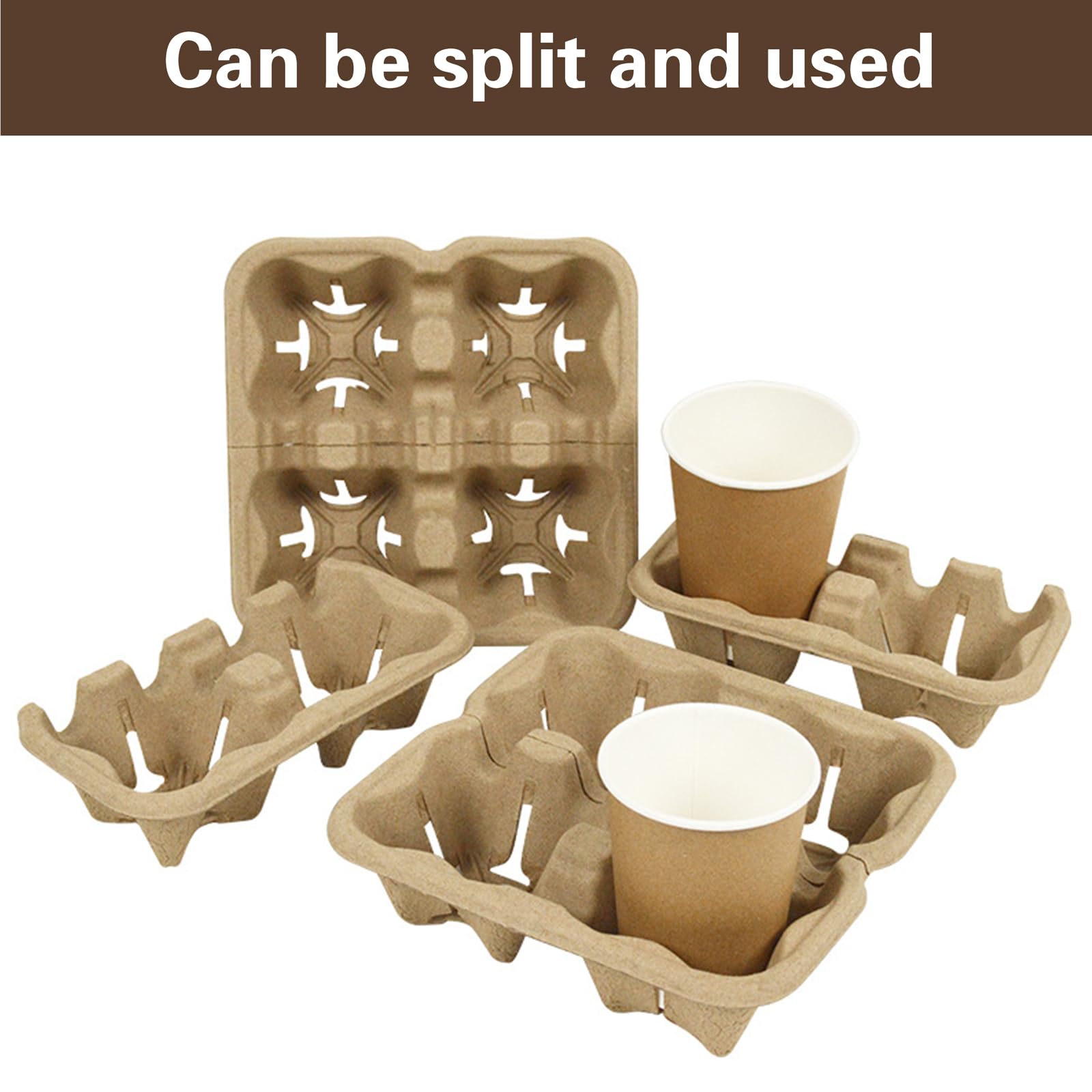Snapklik.com : 50 Pack 4 Cup Disposable Coffee Tray, Biodegradable And ...
