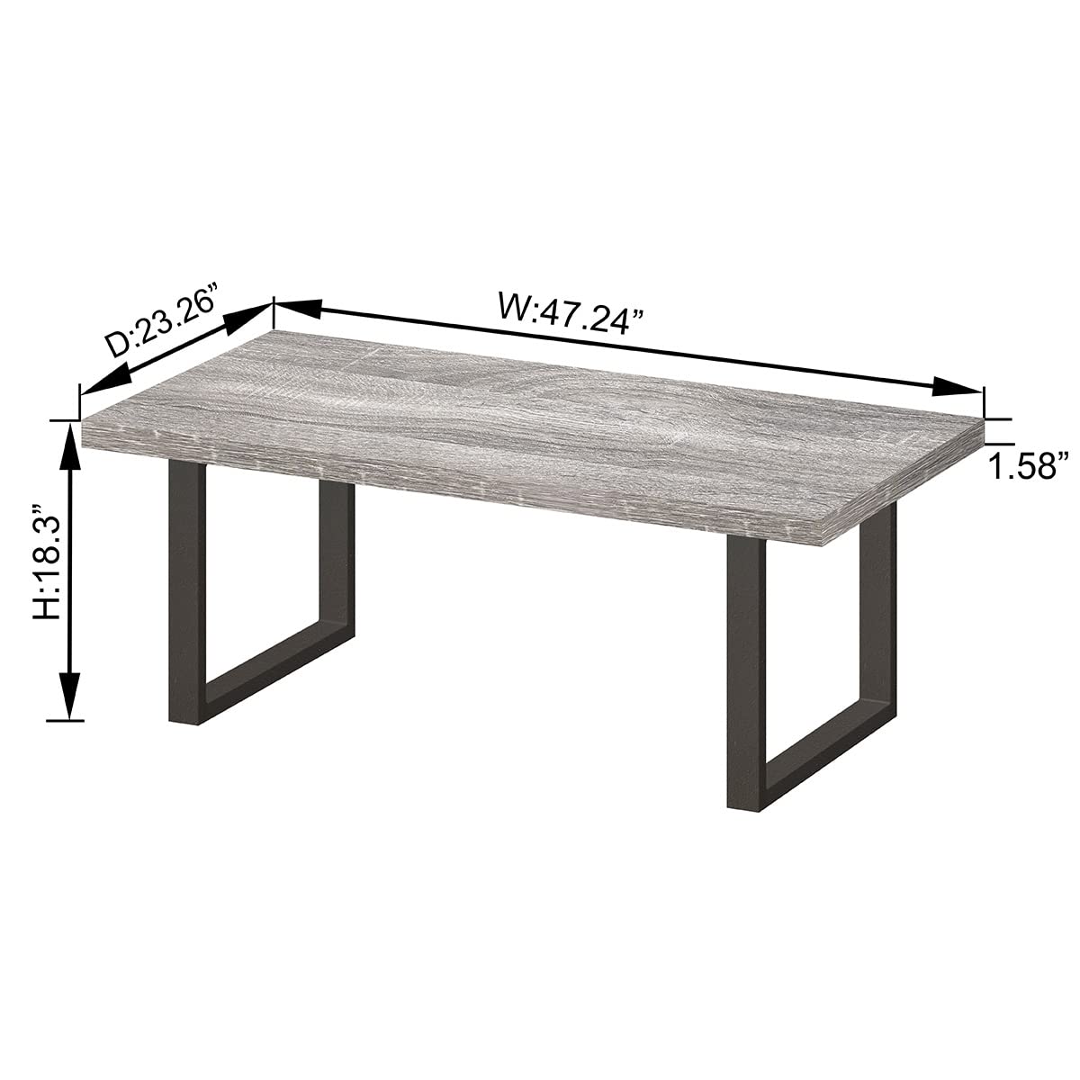 IBF Industrial Coffee Table, Wood and Metal Simple Modern Rustic Center ...