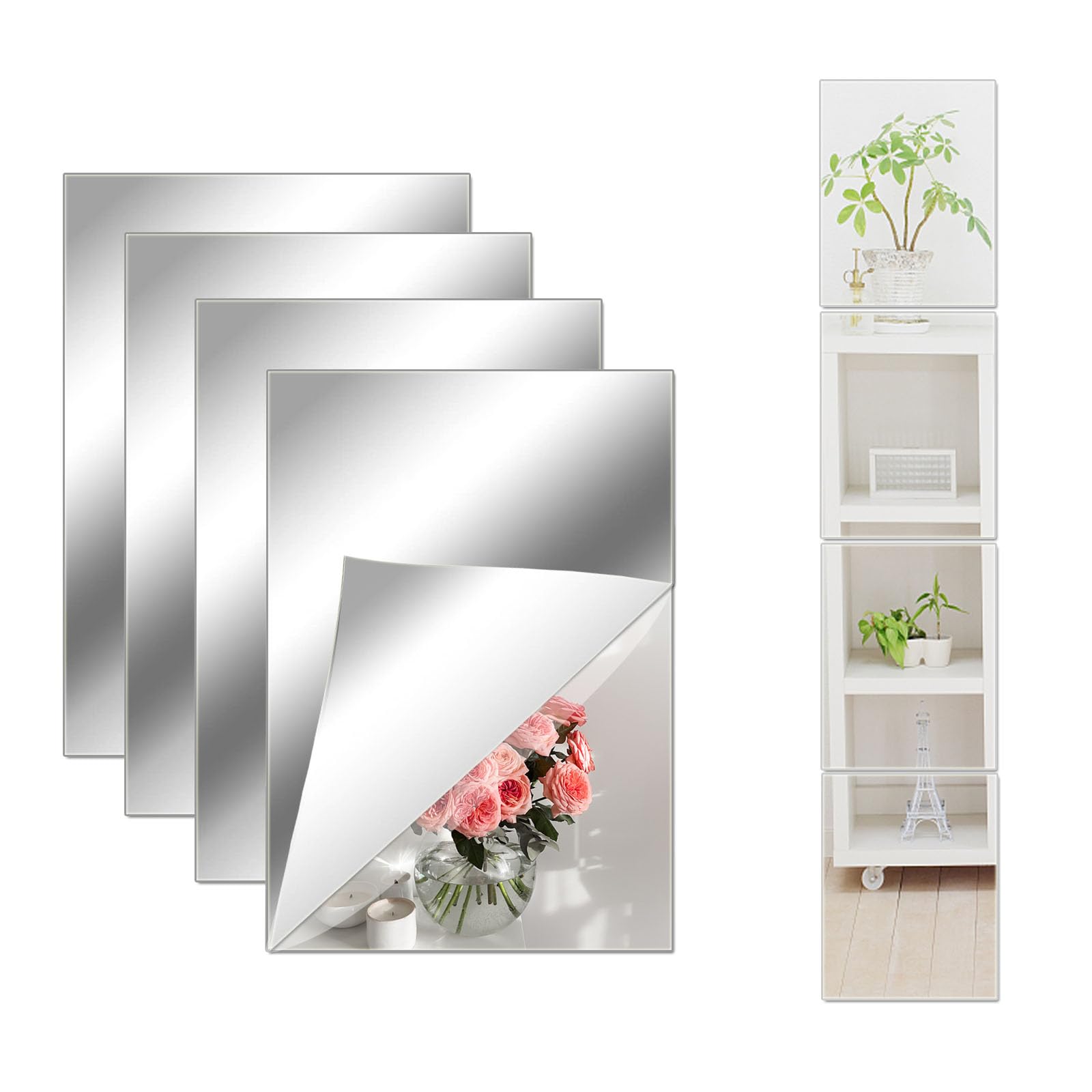 Amazon.com: LYCRAFTS 8x6 Inches Self Adhesive Acrylic Mirror Tiles ...