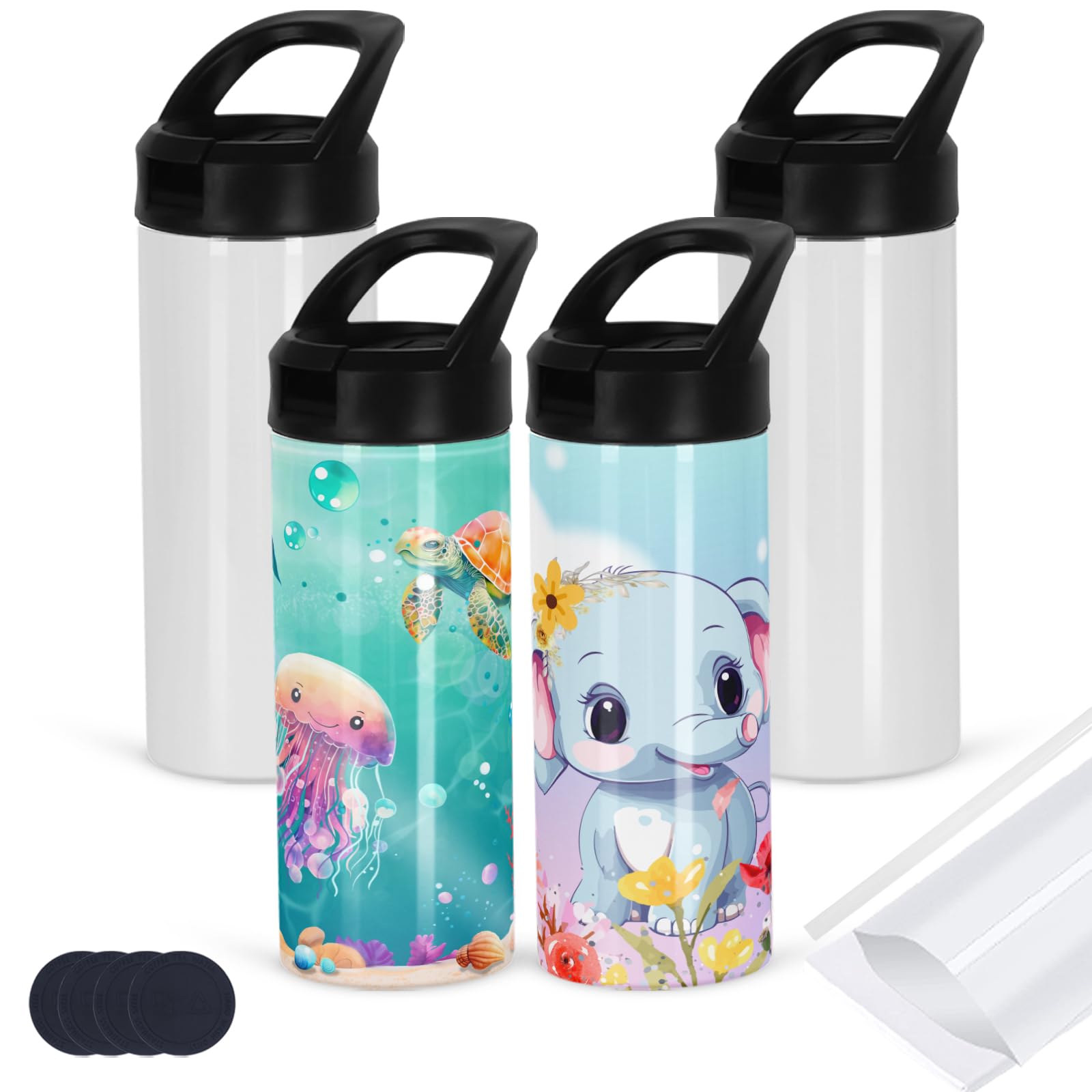 Amazon.com: 4 Pack Kid Sublimation Sports Water Bottle Blanks, 15 Oz ...