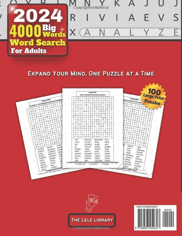Snapklik.com : 4000 Big Word Search For Adults Large Print: 100 Themed ...