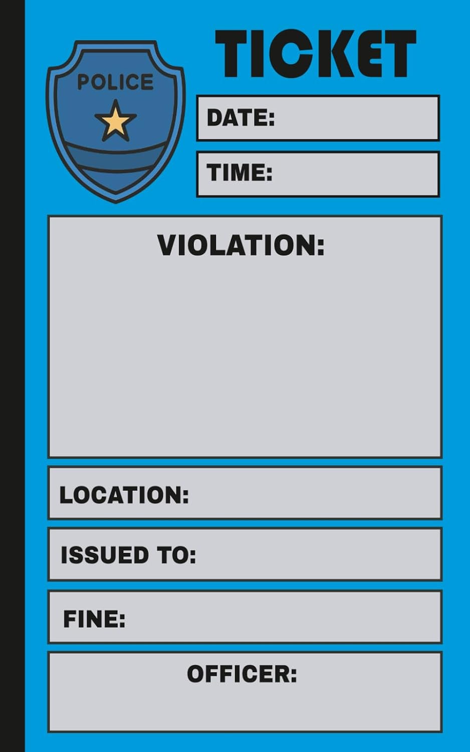 Police Officer Ticket Book for Kids: Pretend Play Citation Pad for Boys ...
