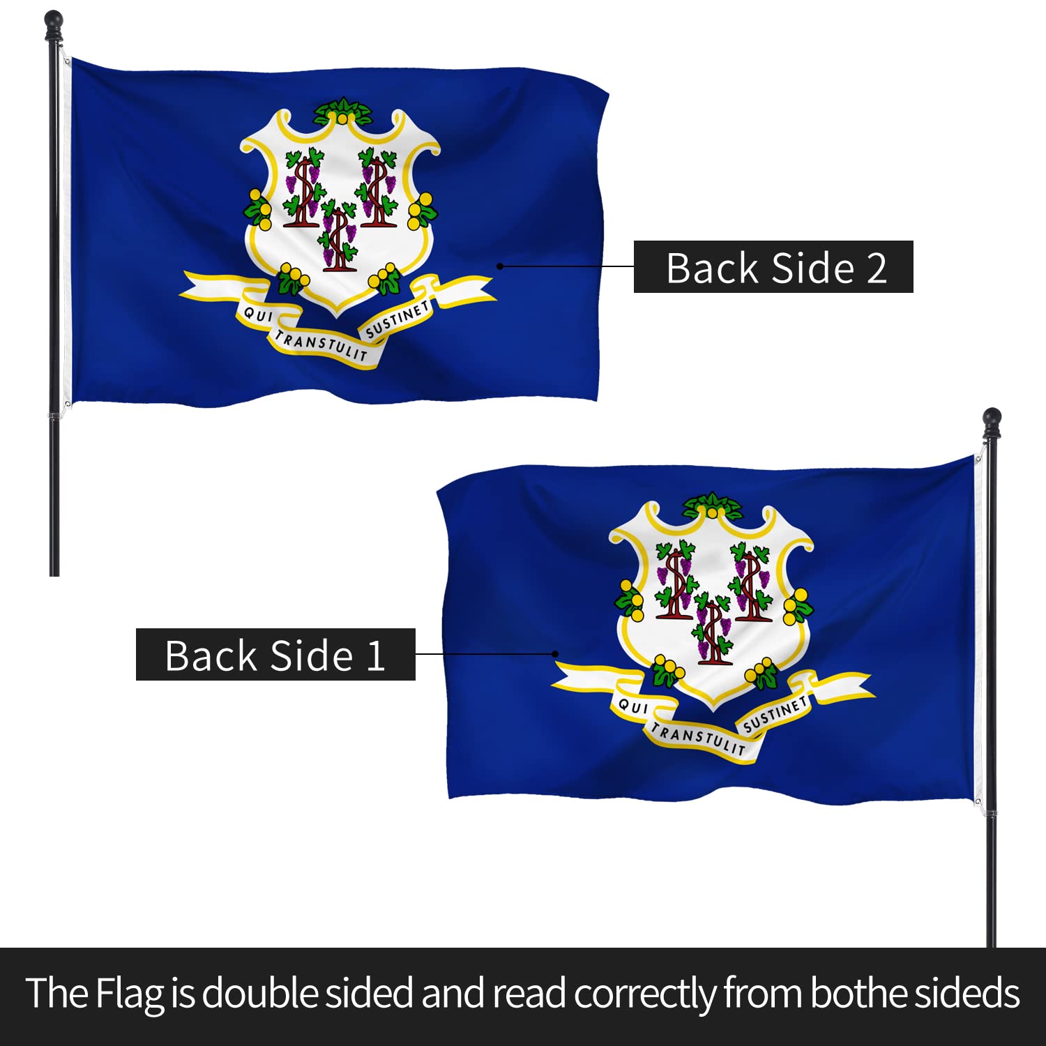 Snapklik.com : POZOY Double Sided Connecticut State Flag 3x5ft ...