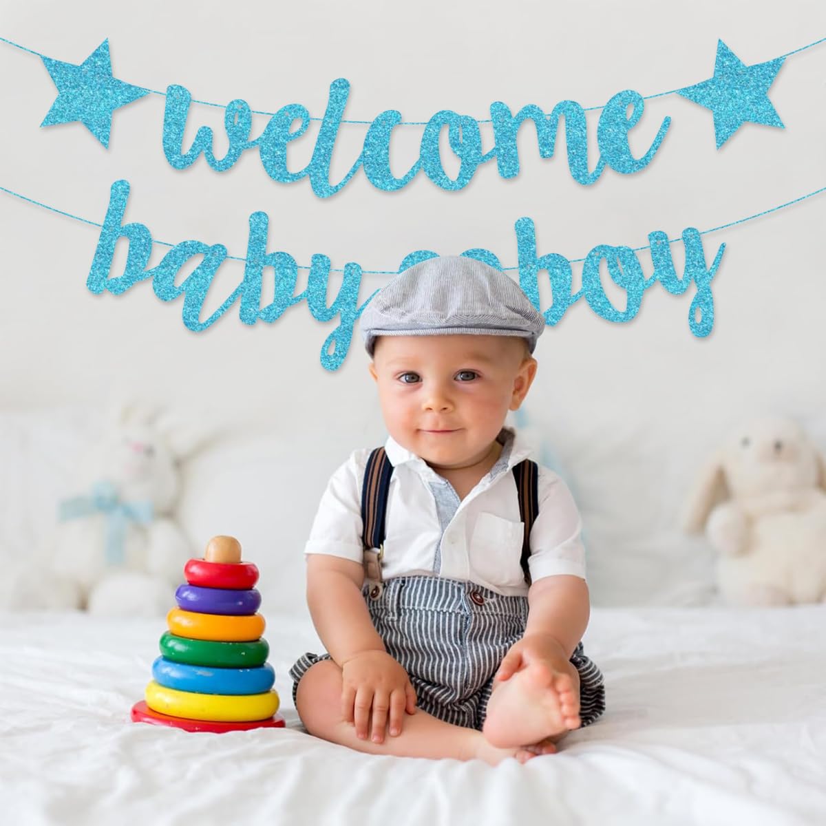 Snapklik.com : LAVVICHA Welcome Baby Banner Blue Glietter Baby Shower ...