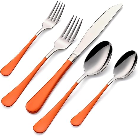 Amazon.com | DINYWOW 20-Pieces Orange Silverware Sets for 4,Orange ...