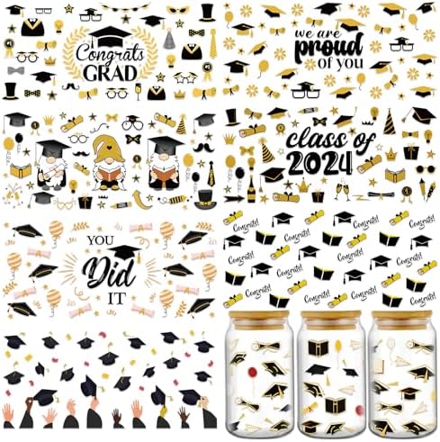 Amazon.com: ReliThick 12 Sheets of Graduation UV DTF Cup Wrap Transfer ...