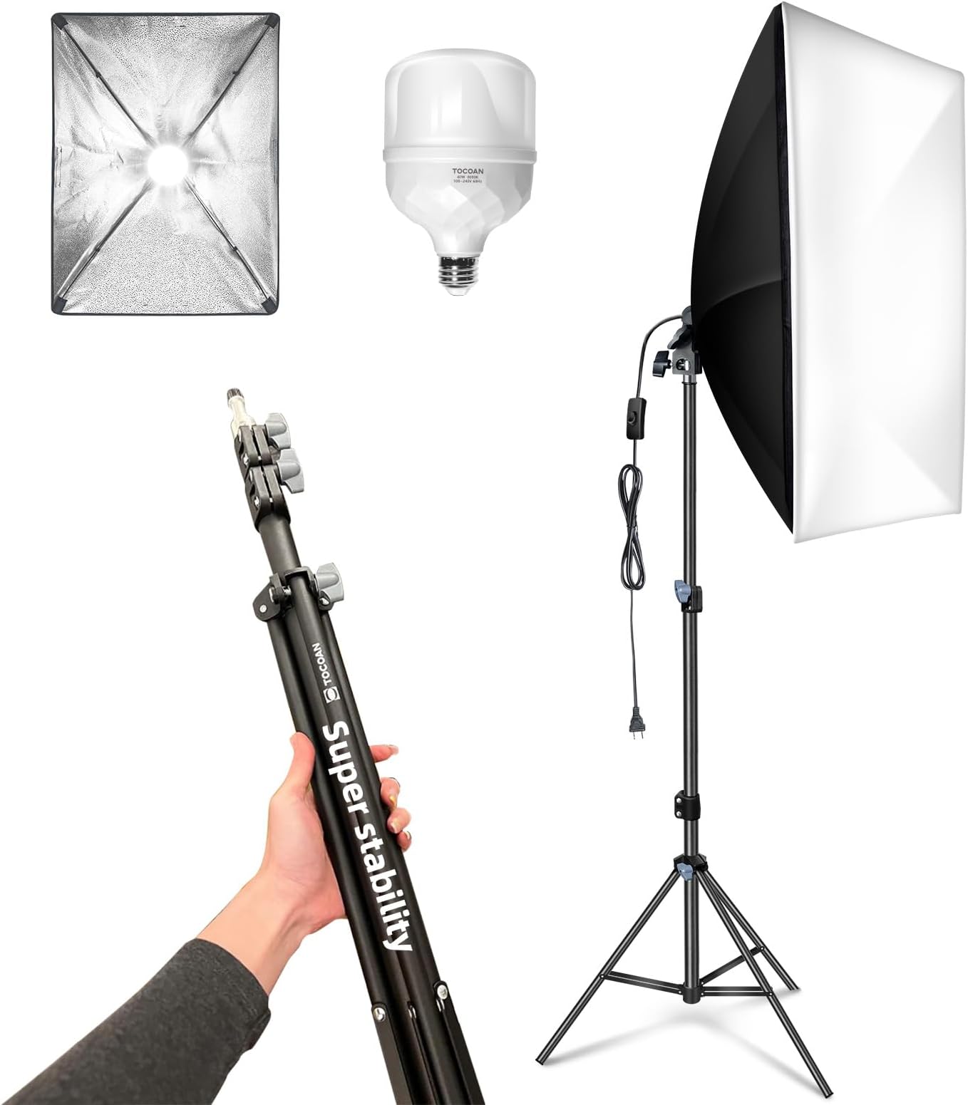 Amazon.com : MOUNTDOG Softbox Lighting Kit, 16'' x 16'' Photography ...