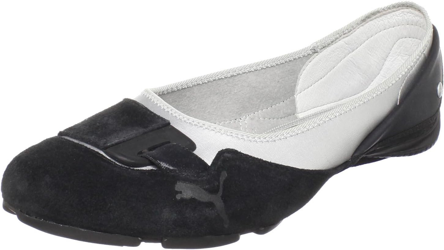 Amazon.com | PUMA Women's Saba Suede Ballet Flat,Black/Puma Silver,8.5 ...