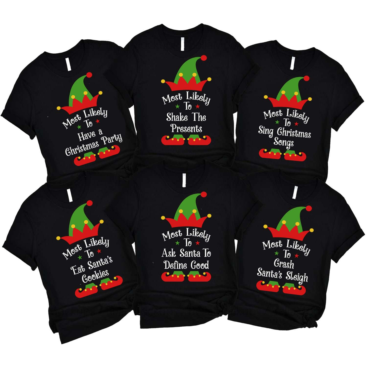 Family Elf T-Shirts, Most Likely to Christmas Shirt, Custom Holiday Tee ...