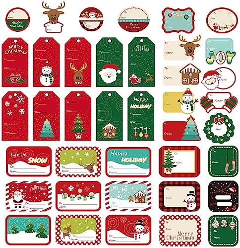 BAISDY 500pcs Christmas Tags Gift Stickers Labels, Kraft Xmas Self ...