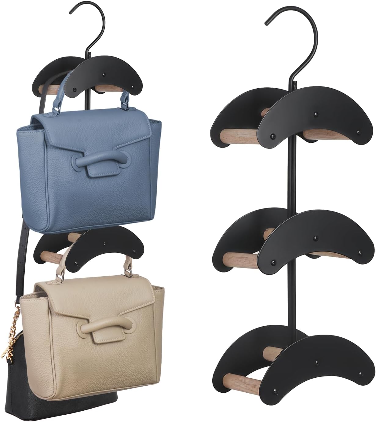 Amazon.com: JSVER Purse Hanger for Closet, Adjustable Metal Hanging Bag ...