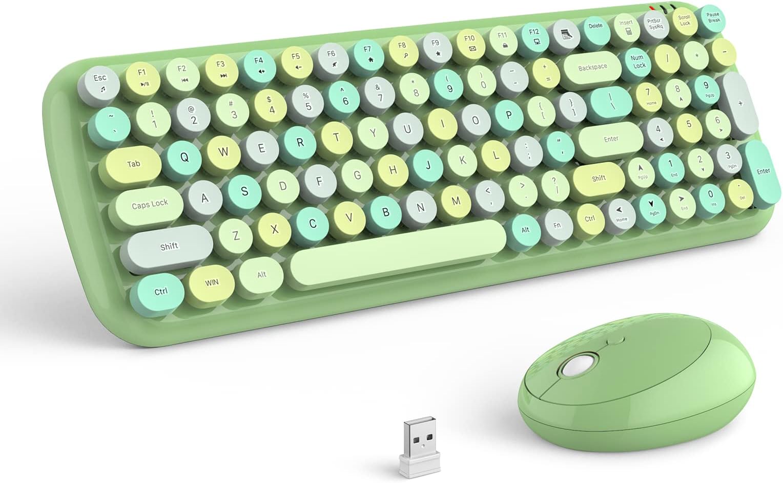 Amazon.com: Wireless Keyboard,KOOTOP Cute Colorful 104 Keys Typewriter ...