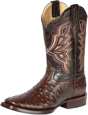 Amazon.com | El General Men's Rodeo Boots Ostrich Print Brown Square ...