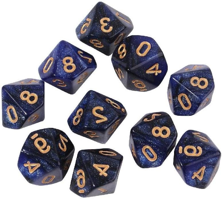 Amazon.com: Yuisle 10pieces/Set Acrylic Dice Set Polyhedral D10 10 ...