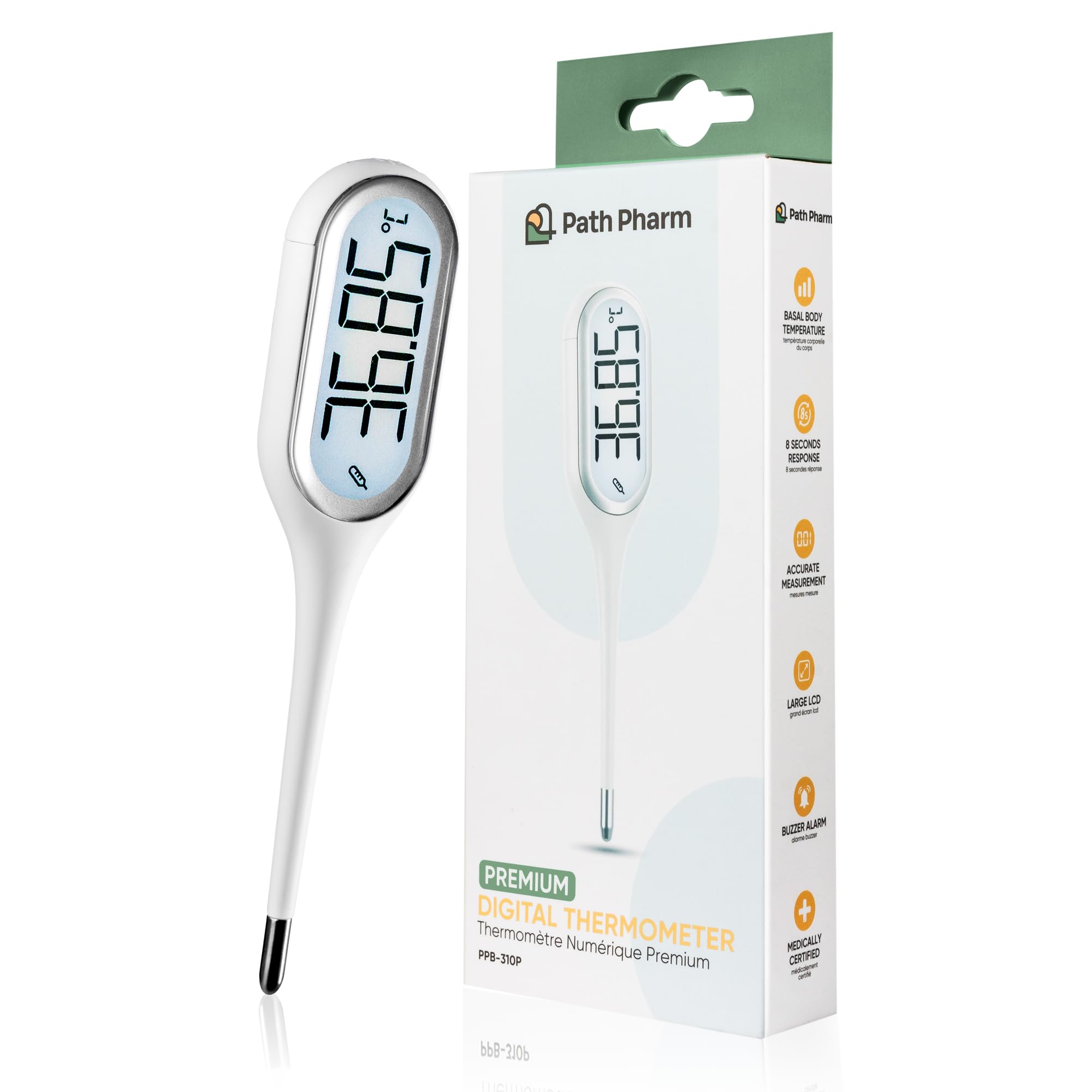 Path Pharm Premium Digital Thermometer for Adults and Kids - Basal Body Thermometer with 8s ...
