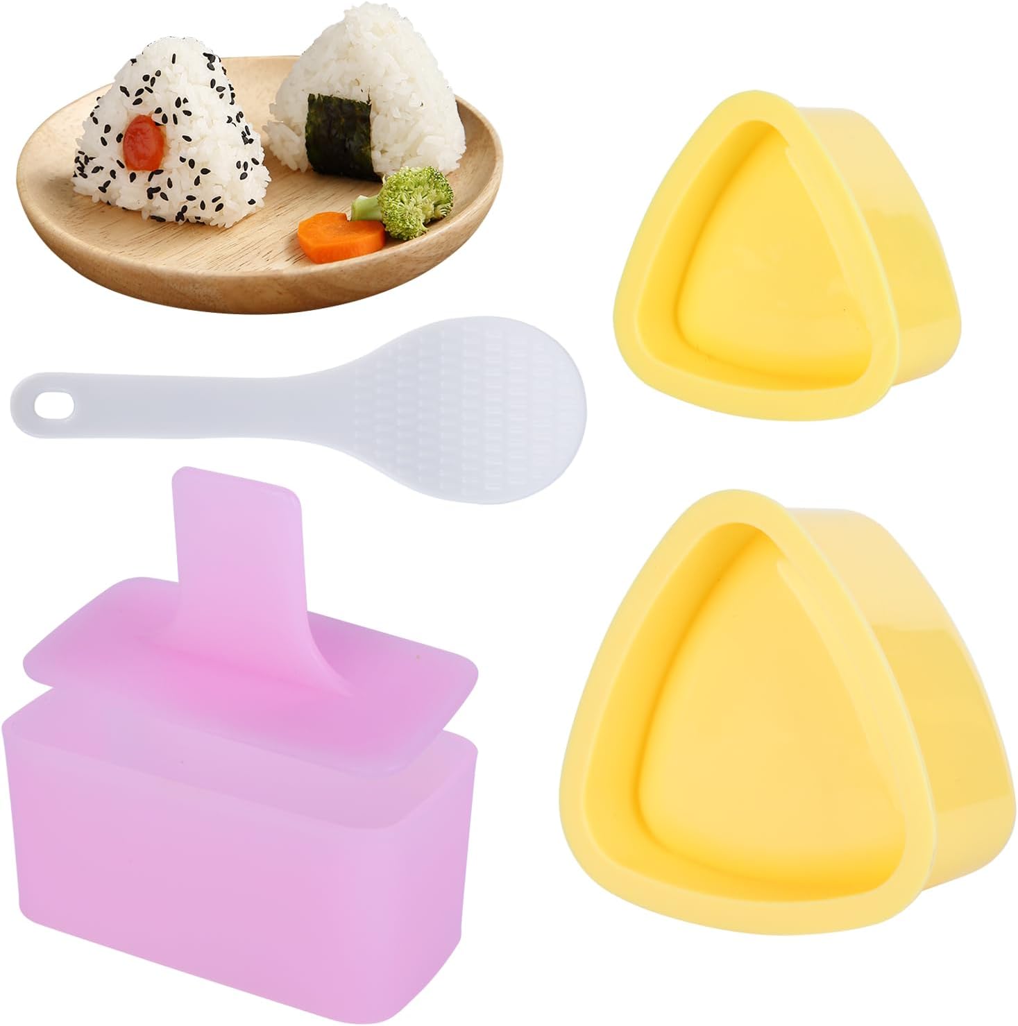 3 PCS Onigiri Mould, Yeelua Triangle Sushi Mold Rice Ball Maker Kit Non ...