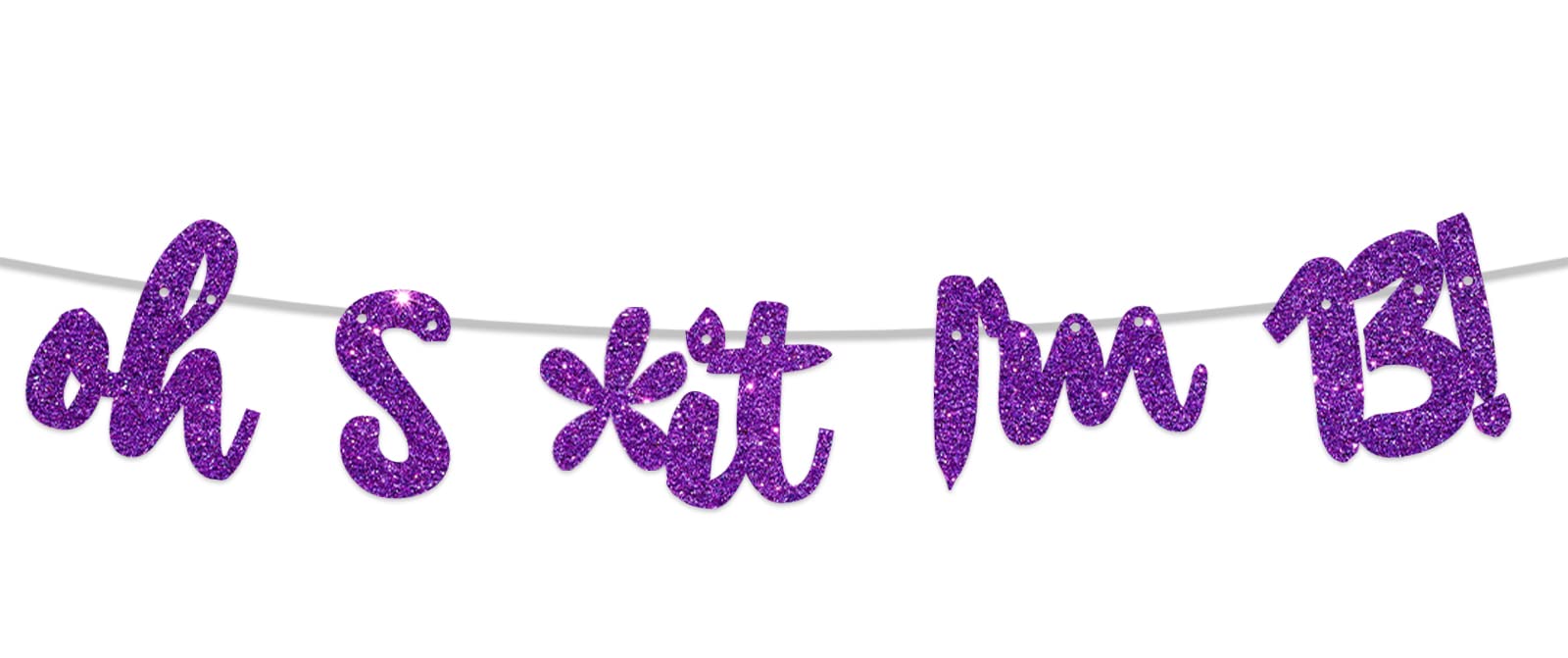 Amazon.com: Oh S*it I’m 13! Banner Backdrop Glitter Purple Hello 13 ...