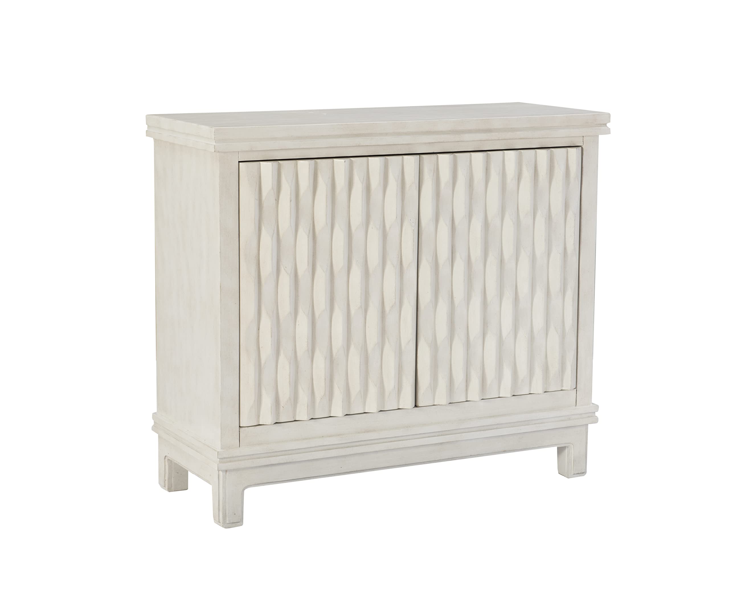 Powell Cream Two Shelves Tanner 3D Carved Cabinet