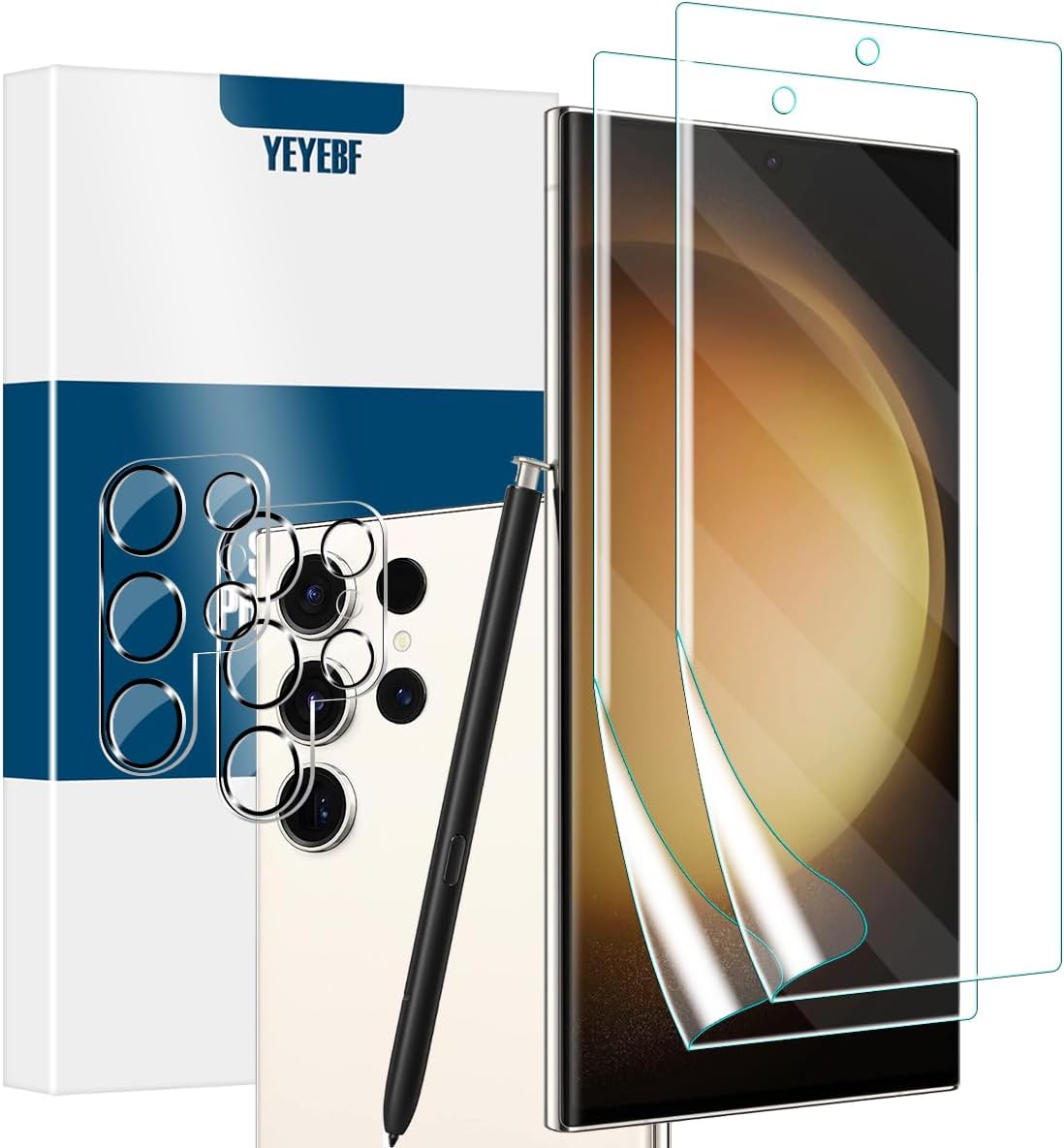 Amazon.com: YEYEBF Screen Protector for Samsung Galaxy S23 Ultra, [2+2 ...