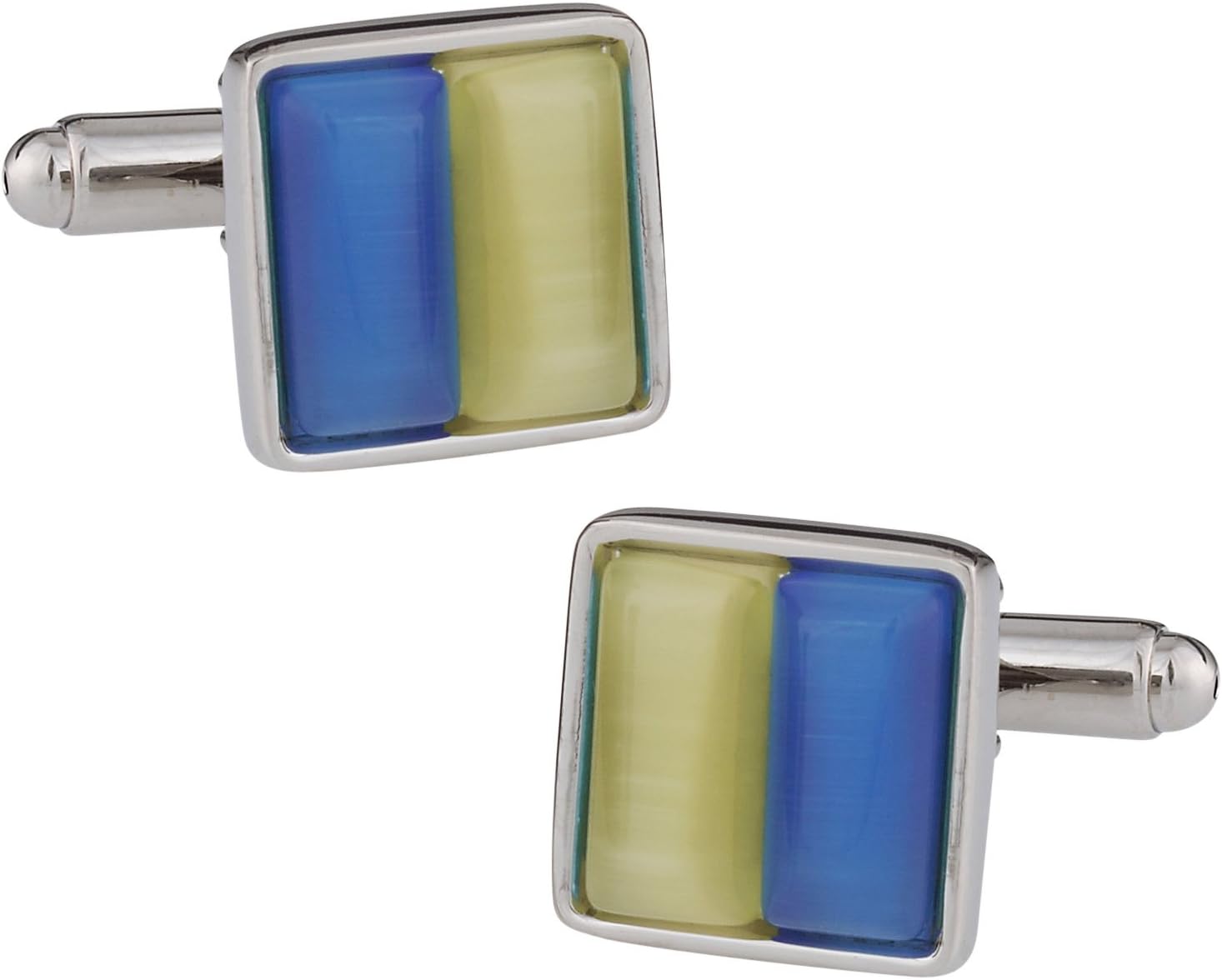 Amazon.com: Cuff-Daddy Elegant Blue and Yellow Square Cufflinks with ...