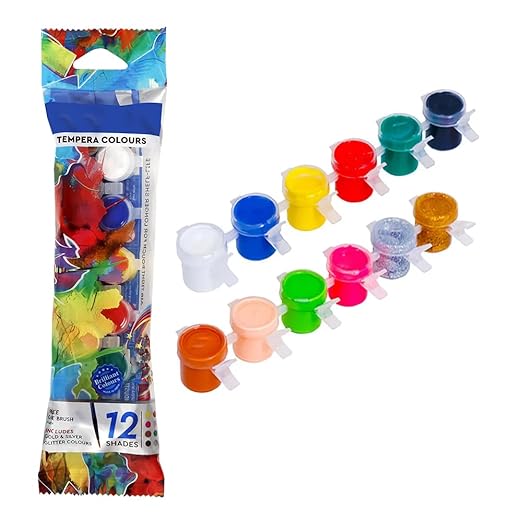 Student Tempera Colours 12 Shades with Brush | Tempera Water Colour ...