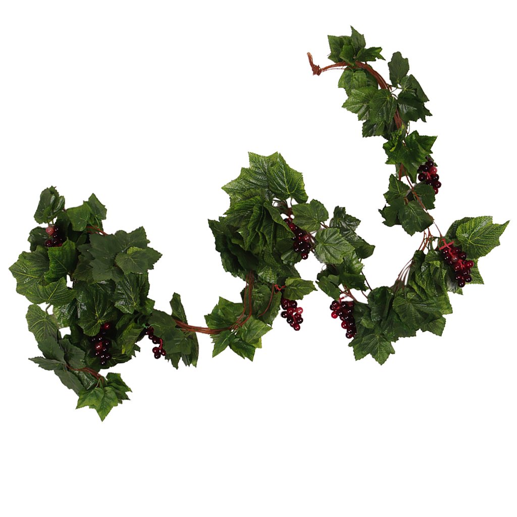 Artificial Grape Garland 15FT 2 Strands Artificial Grape Leaf Vine