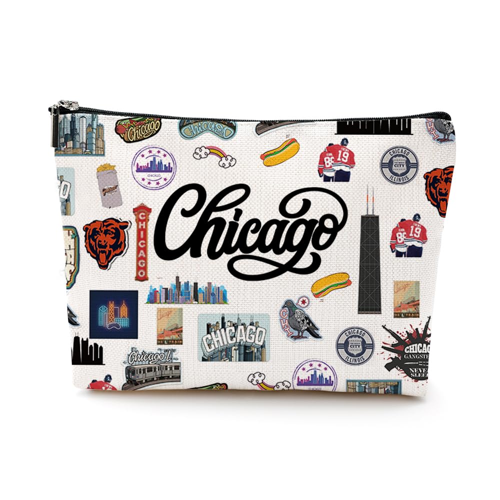 Amazon.com: Chicago Makeup Bag Chicago Lover Gifts Travel Chicago ...