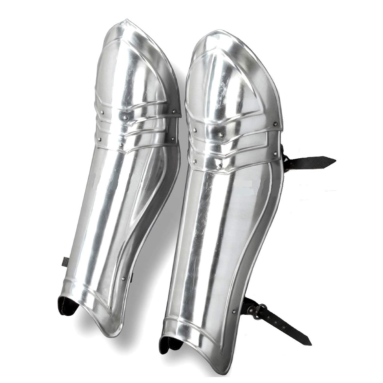 Buy Medieval Type D 18 Gauge Steel Full Greaves Front and Back Leg ...