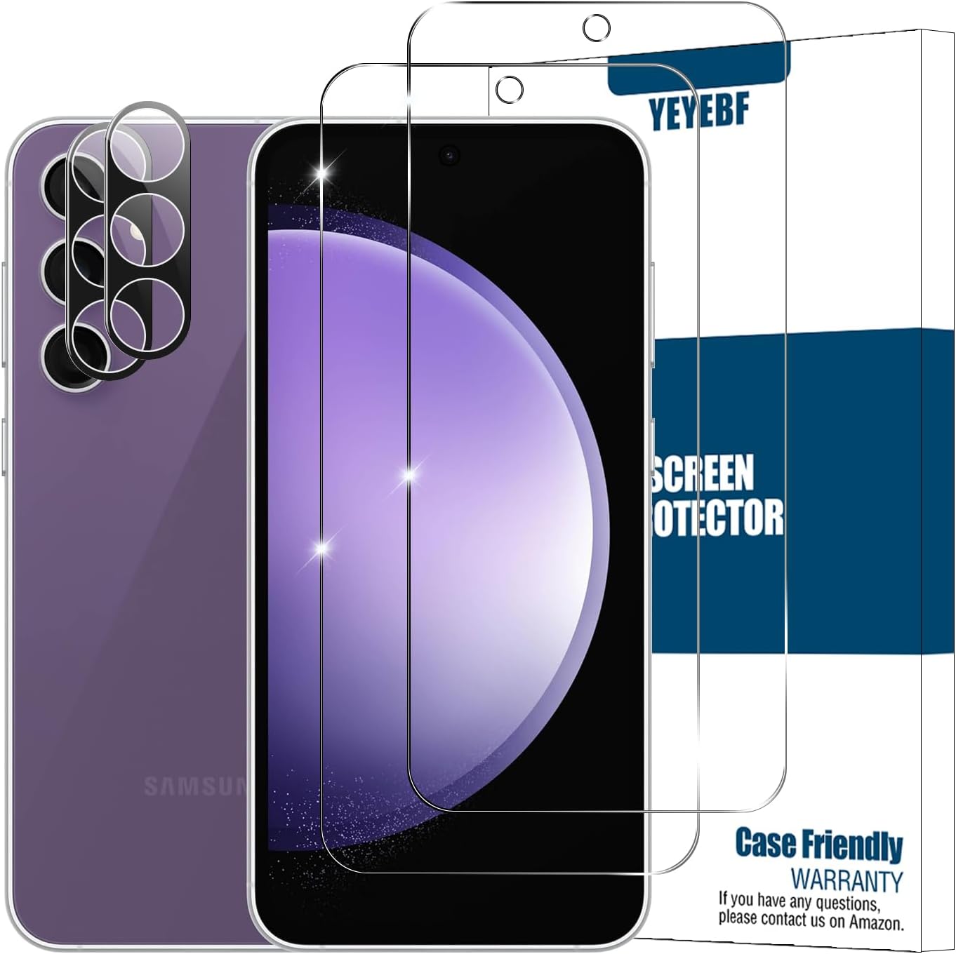 Amazon.com: Screen Protector Compatible with Galaxy S23 FE 5G, [4+4 ...