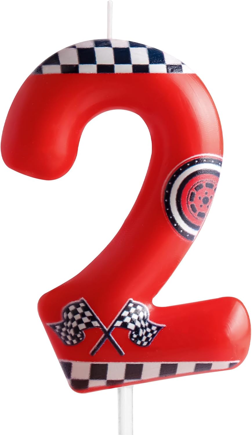 Amazon.com: Zi Lan Red Racing Car Birthday Cake Candle, Number 2 ...