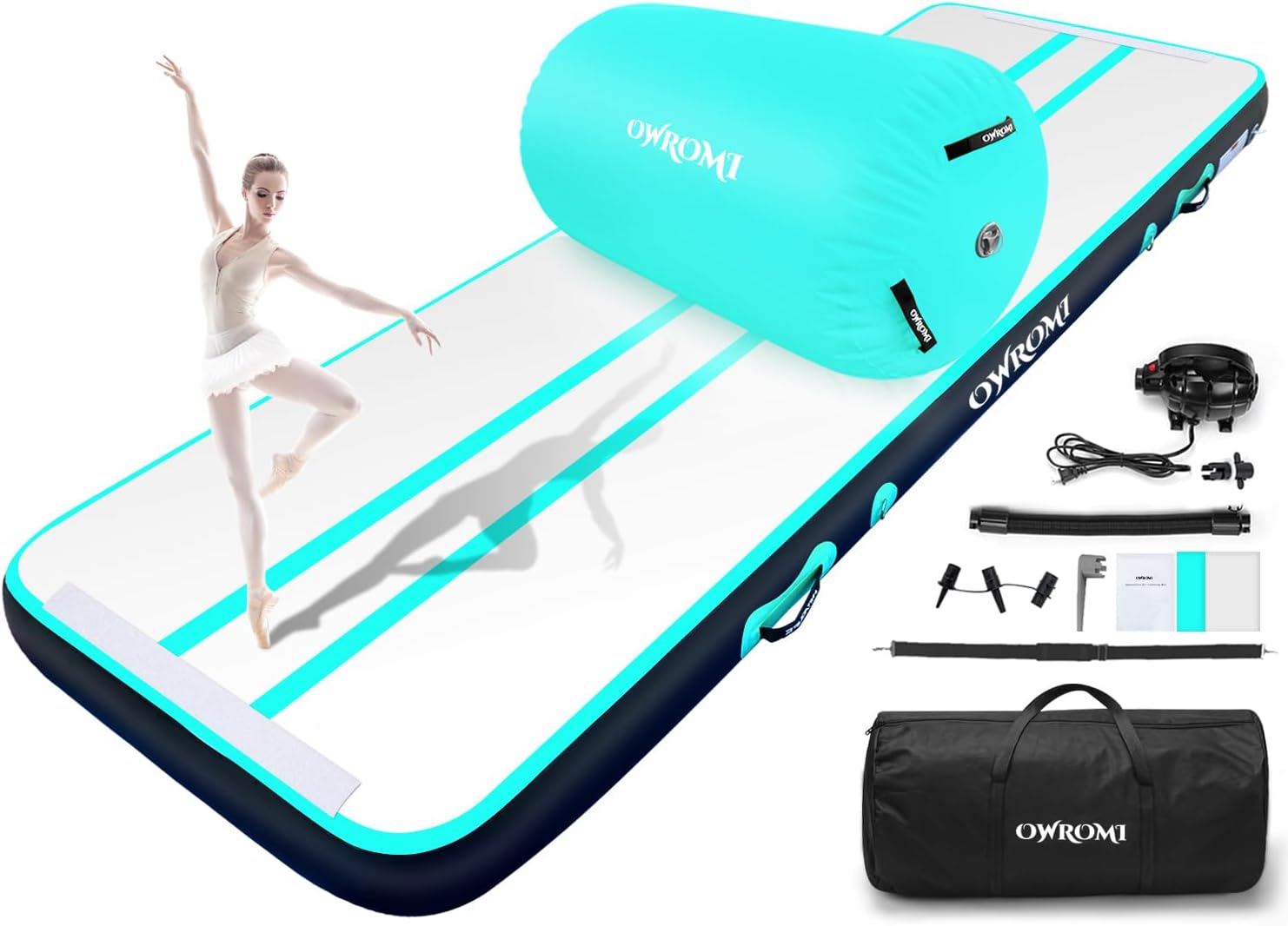 Amazon.com : Inflatable Gymnastics Air Mat Tumble Track with Gymnastics ...