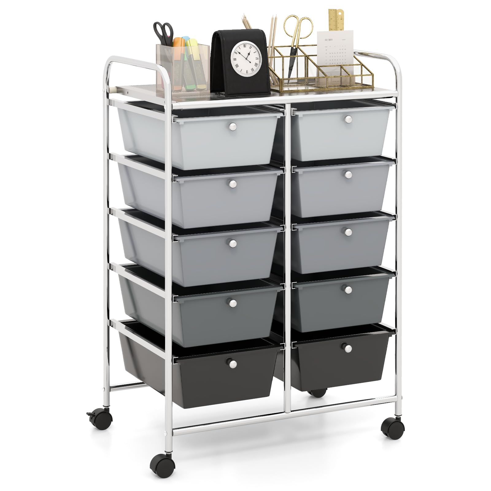 Amazon.com: HAPPYGRILL 10-Drawer Rolling Storage Cart, Storage ...